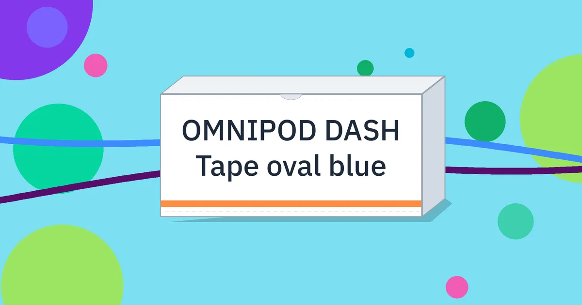 Symbolbild: Packung mit der Aufschrift OMNIPOD DASH Tape oval blue (PZN 18178891) – Verfügbarkeit und Bezug in Apotheken in Frankfurt am Main