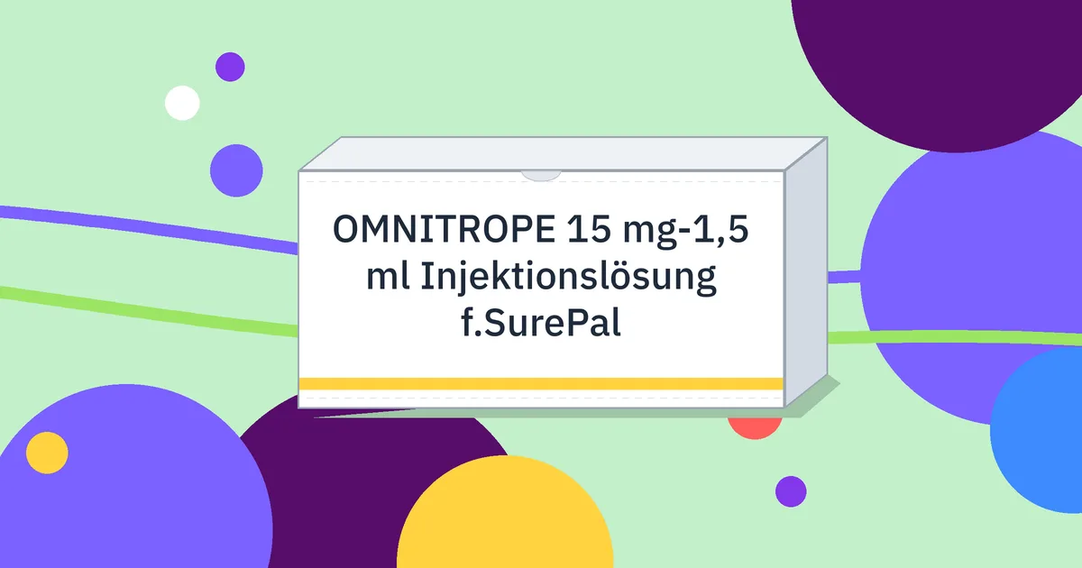 Symbolbild: Packung mit der Aufschrift OMNITROPE 15 mg-1,5 ml Injektionslösung f.SurePal (PZN 17277740) – Verfügbarkeit und Bezug in Apotheken in Frankfurt am Main