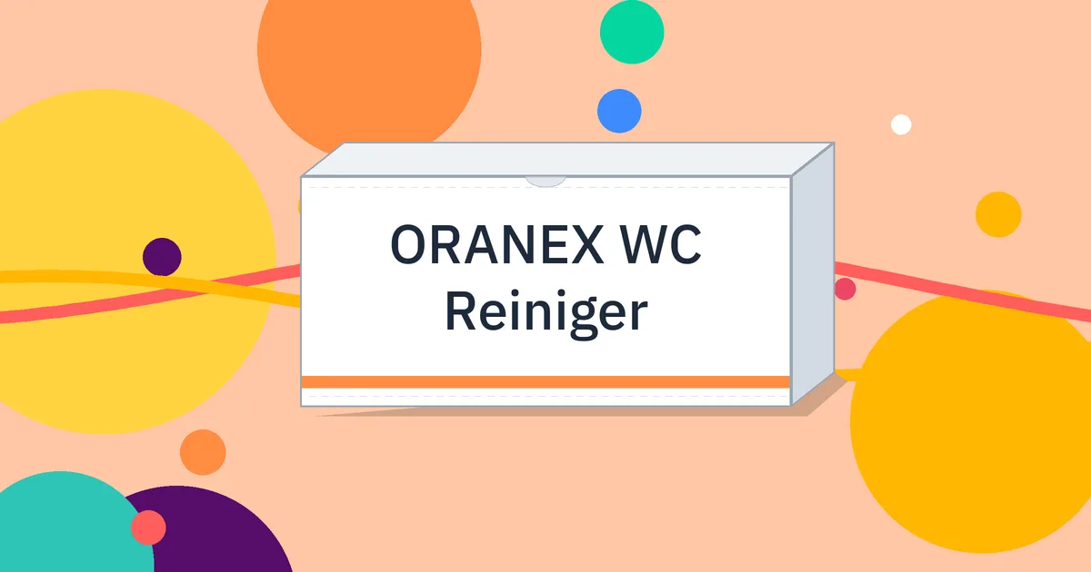 Symbolbild: Packung mit der Aufschrift ORANEX WC Reiniger (PZN 02530541) – Verfügbarkeit und Bezug in Apotheken in Frankfurt am Main