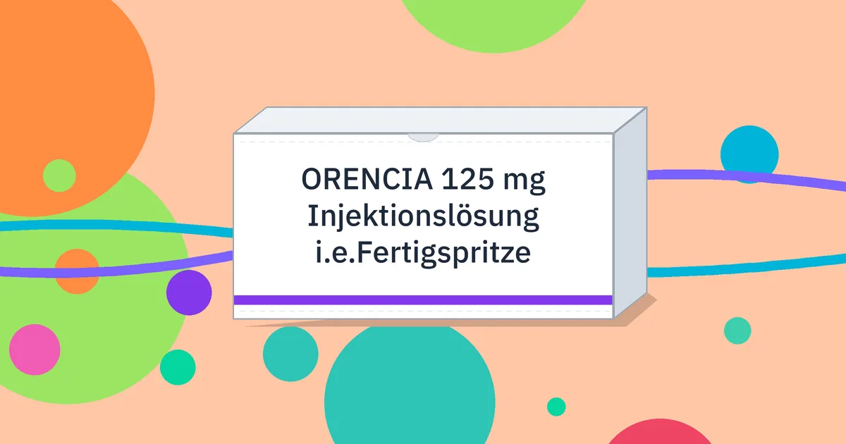 Symbolbild: Packung mit der Aufschrift ORENCIA 125 mg Injektionslösung i.e.Fertigspritze (PZN 11091193) – Verfügbarkeit und Bezug in Apotheken in Frankfurt am Main