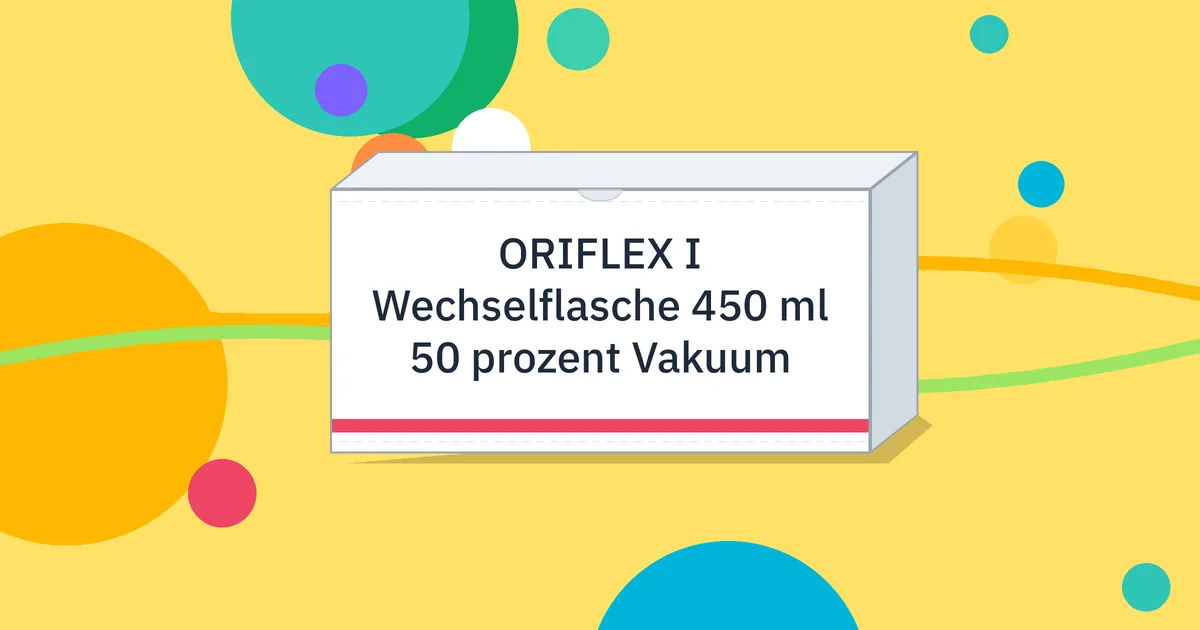 Symbolbild: Packung mit der Aufschrift ORIFLEX I Wechselflasche 450 ml 50 prozent Vakuum (PZN 17485705) – Verfügbarkeit und Bezug in Apotheken in Frankfurt am Main