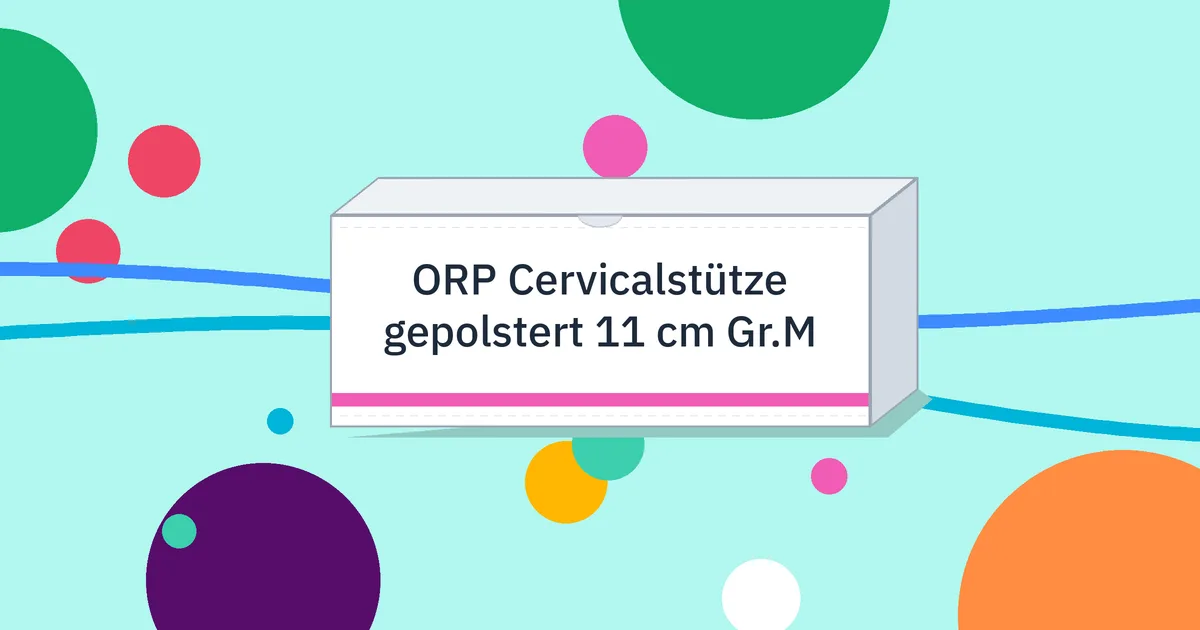 Symbolbild: Packung mit der Aufschrift ORP Cervicalstütze gepolstert 11 cm Gr.M (PZN 04902432) – Verfügbarkeit und Bezug in Apotheken in Frankfurt am Main