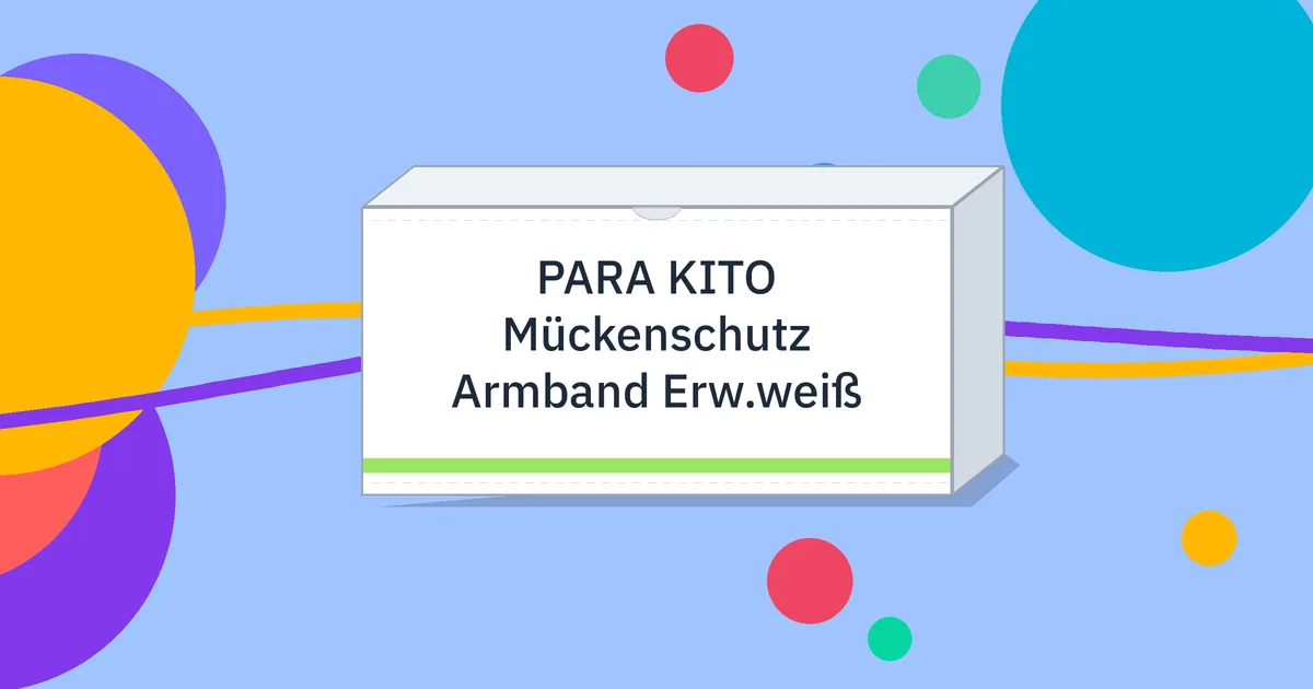 Symbolbild: Packung mit der Aufschrift PARA KITO Mückenschutz Armband Erw.weiß (PZN 19132069) – Verfügbarkeit und Bezug in Apotheken in Frankfurt am Main