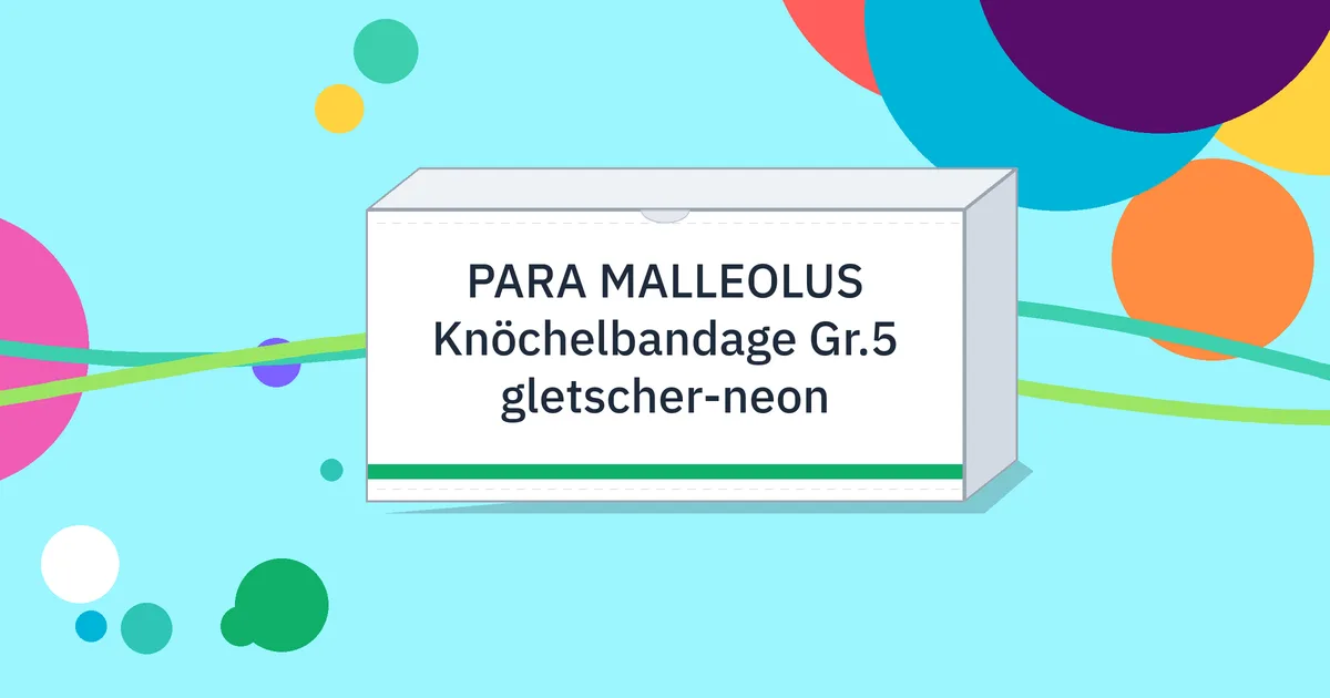 Symbolbild: Packung mit der Aufschrift PARA MALLEOLUS Knöchelbandage Gr.5 gletscher-neon (PZN 13763722) – Verfügbarkeit und Bezug in Apotheken in Frankfurt am Main