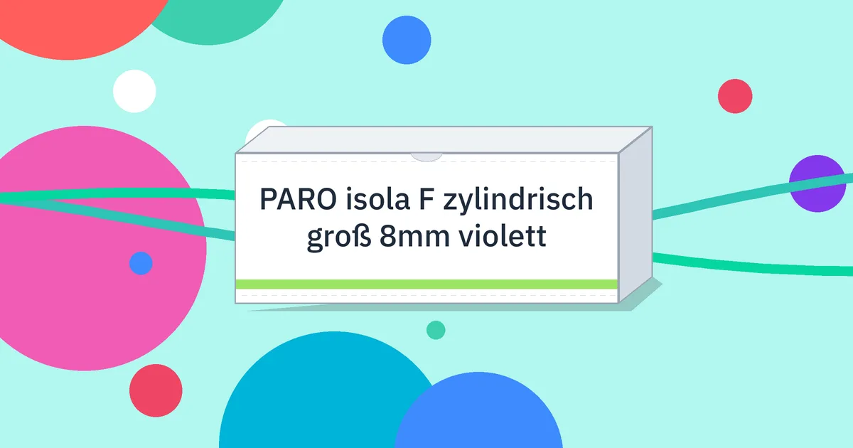 Symbolbild: Packung mit der Aufschrift PARO isola F zylindrisch groß 8mm violett (PZN 17372964) – Verfügbarkeit und Bezug in Apotheken in Frankfurt am Main