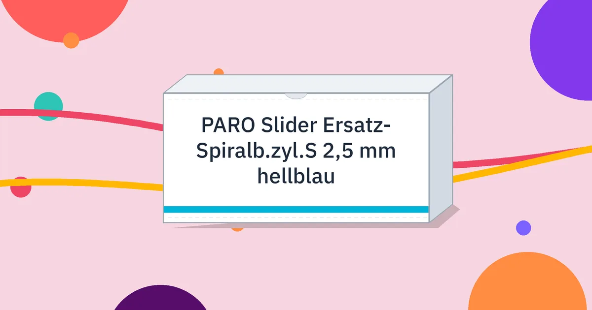 Symbolbild: Packung mit der Aufschrift PARO Slider Ersatz-Spiralb.zyl.S 2,5 mm hellblau (PZN 12905309) – Verfügbarkeit und Bezug in Apotheken in Frankfurt am Main