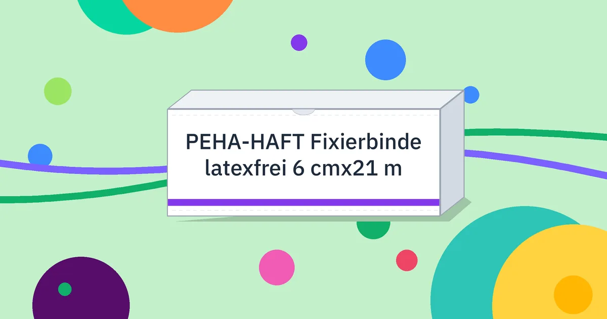 Symbolbild: Packung mit der Aufschrift PEHA-HAFT Fixierbinde latexfrei 6 cmx21 m (PZN 19891102) – Verfügbarkeit und Bezug in Apotheken in Frankfurt am Main