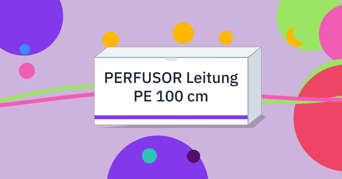 Symbolbild: Packung mit der Aufschrift PERFUSOR Leitung PE 100 cm (PZN 06100613) – Verfügbarkeit und Bezug in Apotheken in Frankfurt am Main