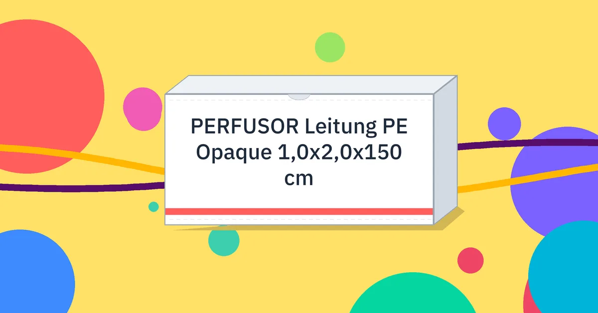 Symbolbild: Packung mit der Aufschrift PERFUSOR Leitung PE Opaque 1,0x2,0x150 cm (PZN 06100671) – Verfügbarkeit und Bezug in Apotheken in Frankfurt am Main