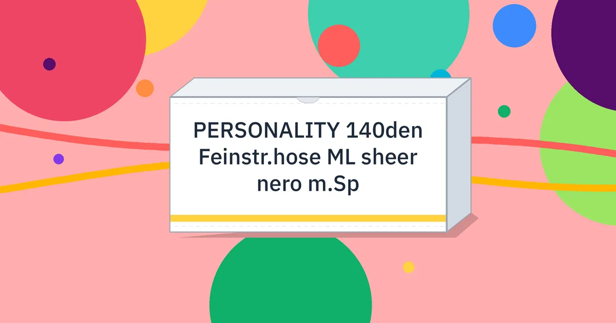 Symbolbild: Packung mit der Aufschrift PERSONALITY 140den Feinstr.hose ML sheer nero m.Sp (PZN 16189086) – Verfügbarkeit und Bezug in Apotheken in Frankfurt am Main