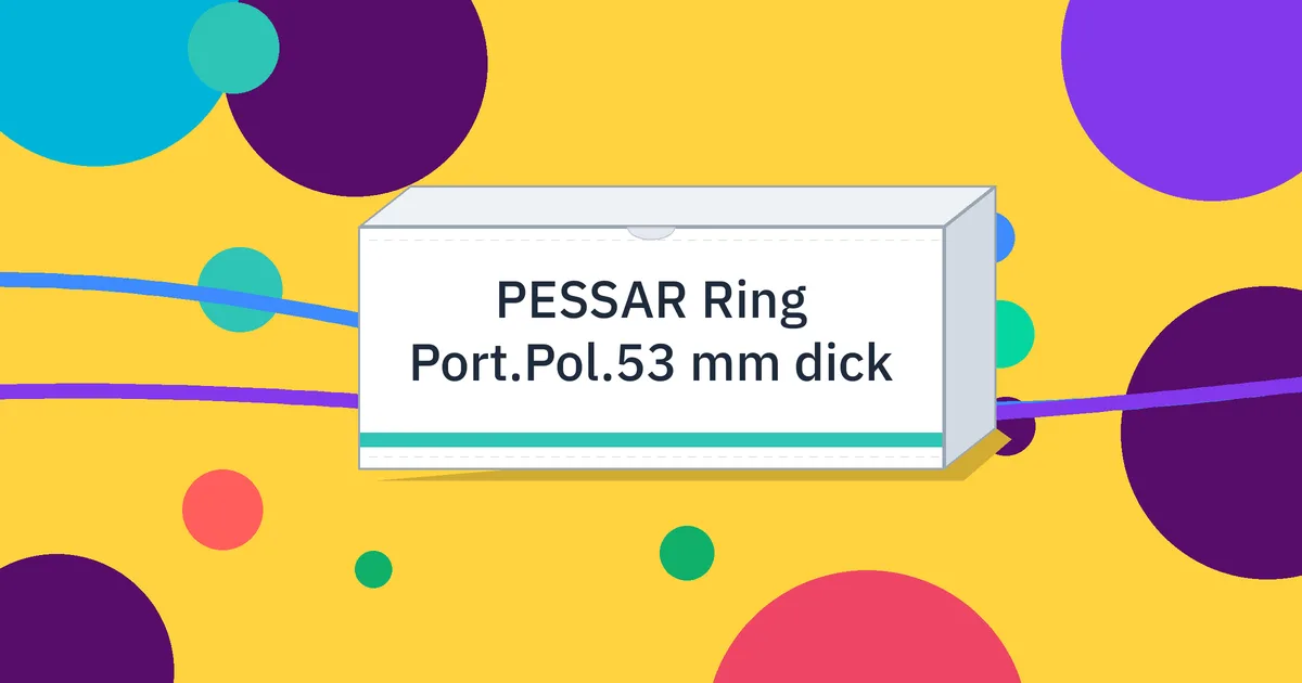 Symbolbild: Packung mit der Aufschrift PESSAR Ring Port.Pol.53 mm dick (PZN 01967193) – Verfügbarkeit und Bezug in Apotheken in Frankfurt am Main