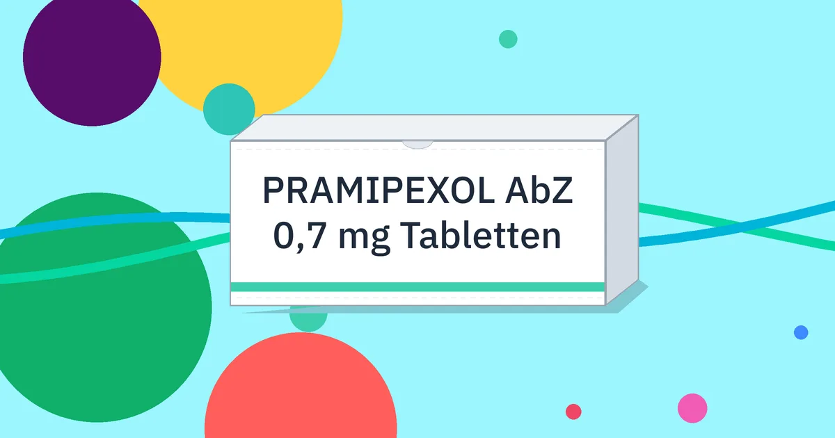 Symbolbild: Packung mit der Aufschrift PRAMIPEXOL AbZ 0,7 mg Tabletten (PZN 06498107) – Verfügbarkeit und Bezug in Apotheken in Frankfurt am Main