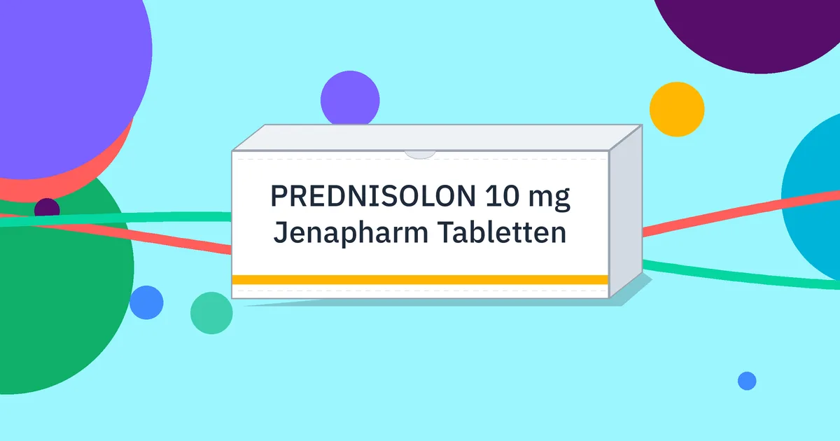 Symbolbild: Packung mit der Aufschrift PREDNISOLON 10 mg Jenapharm Tabletten (PZN 02065127) – Verfügbarkeit und Bezug in Apotheken in Frankfurt am Main