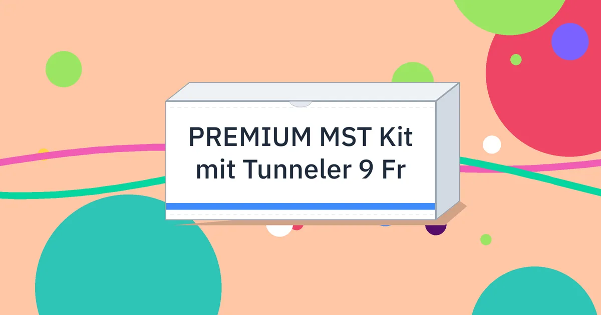 Symbolbild: Packung mit der Aufschrift PREMIUM MST Kit mit Tunneler 9 Fr (PZN 17589184) – Verfügbarkeit und Bezug in Apotheken in Frankfurt am Main