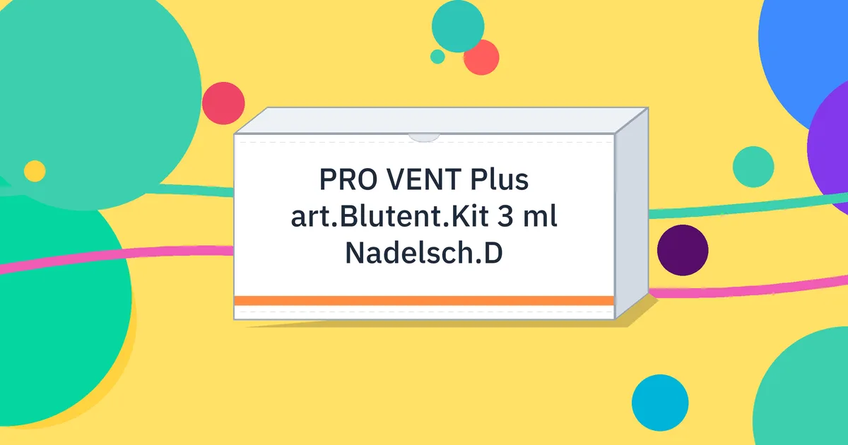 Symbolbild: Packung mit der Aufschrift PRO VENT Plus art.Blutent.Kit 3 ml Nadelsch.D (PZN 09218284) – Verfügbarkeit und Bezug in Apotheken in Frankfurt am Main