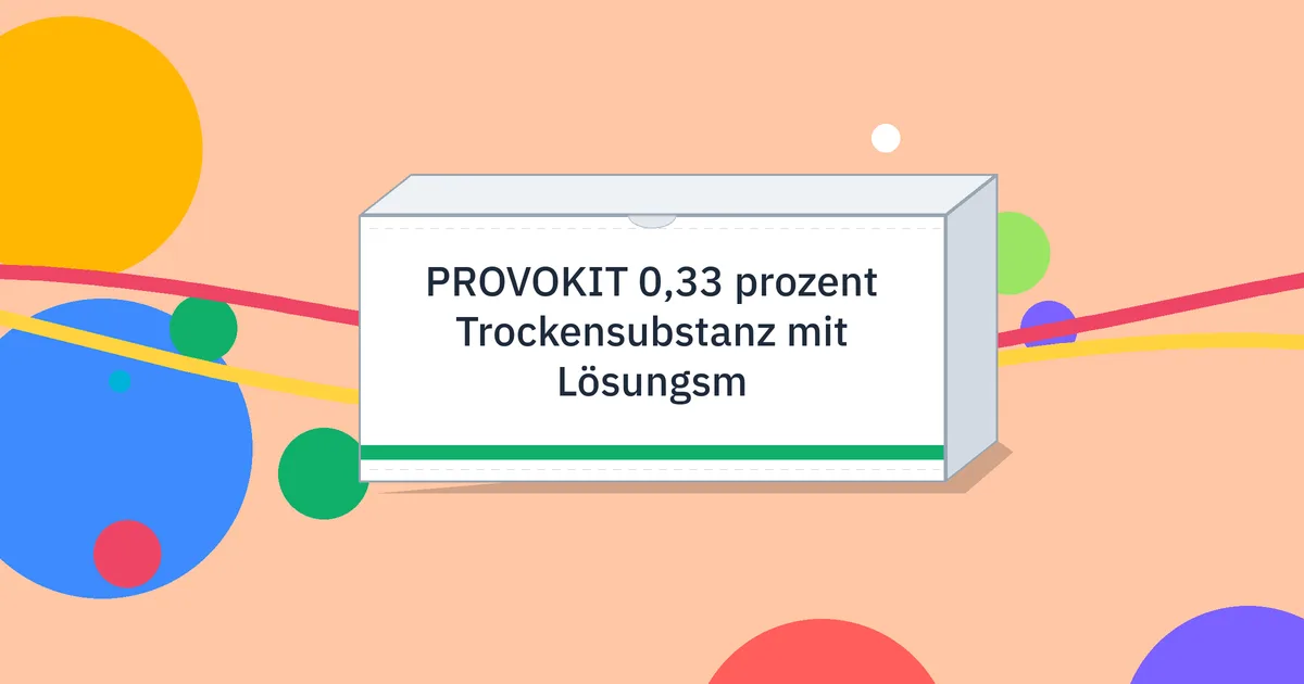 Symbolbild: Packung mit der Aufschrift PROVOKIT 0,33 prozent Trockensubstanz mit Lösungsm (PZN 00171368) – Verfügbarkeit und Bezug in Apotheken in Frankfurt am Main