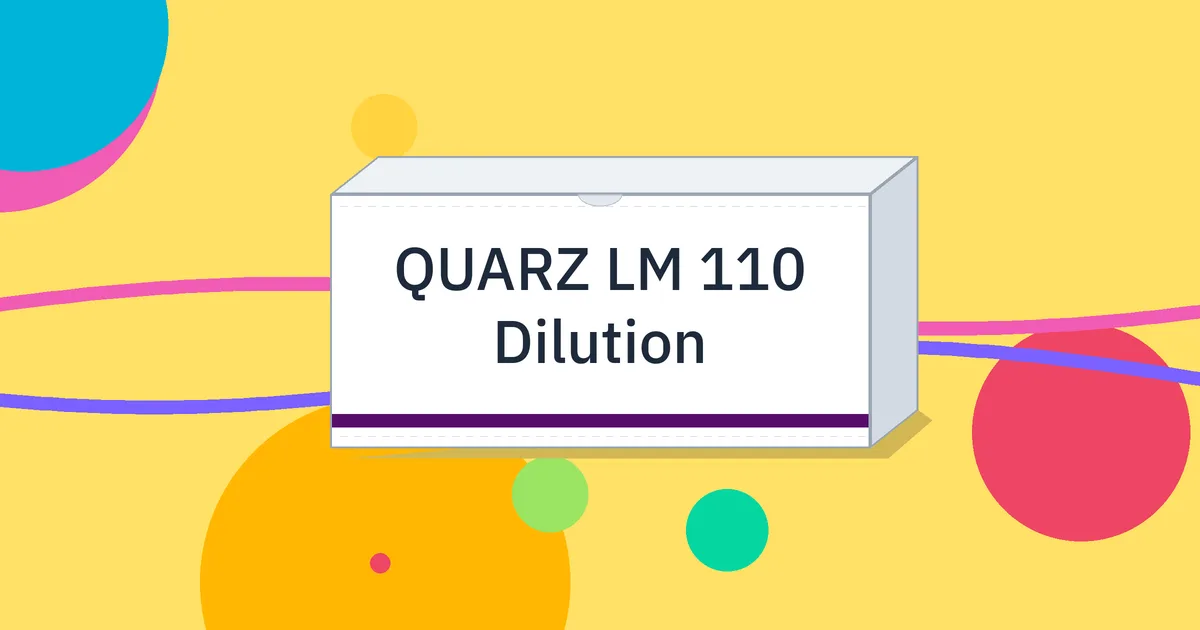 Symbolbild: Packung mit der Aufschrift QUARZ LM 110 Dilution (PZN 13045731) – Verfügbarkeit und Bezug in Apotheken in Frankfurt am Main