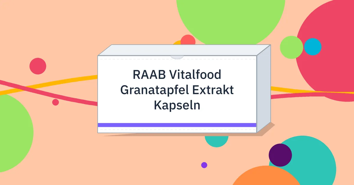 Symbolbild: Packung mit der Aufschrift RAAB Vitalfood Granatapfel Extrakt Kapseln (PZN 19305096) – Verfügbarkeit und Bezug in Apotheken in Frankfurt am Main