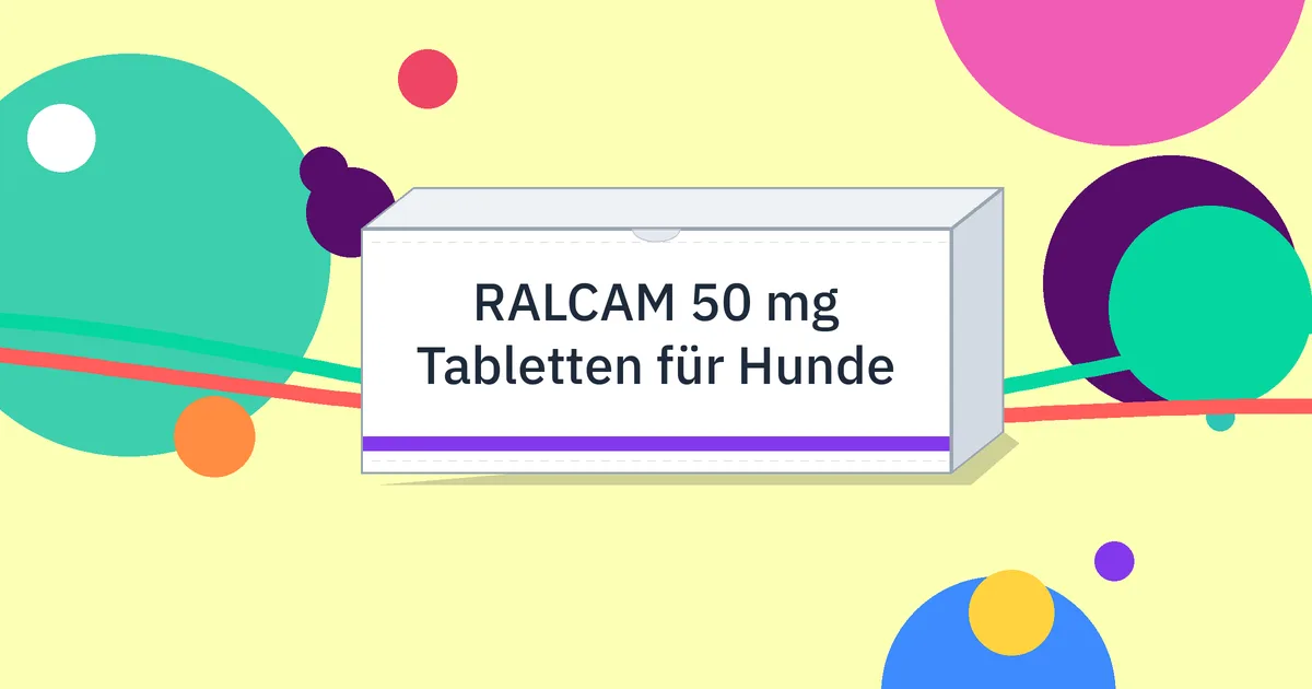 Symbolbild: Packung mit der Aufschrift RALCAM 50 mg Tabletten für Hunde (PZN 18080672) – Verfügbarkeit und Bezug in Apotheken in Frankfurt am Main