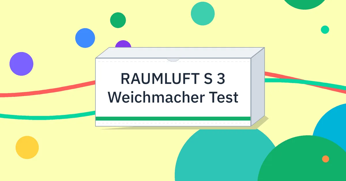 Symbolbild: Packung mit der Aufschrift RAUMLUFT S 3 Weichmacher Test (PZN 19339907) – Verfügbarkeit und Bezug in Apotheken in Frankfurt am Main