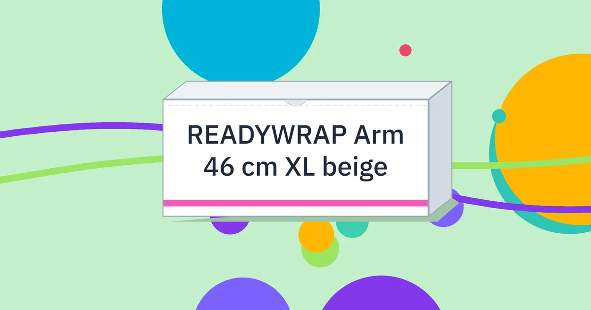 Symbolbild: Packung mit der Aufschrift READYWRAP Arm 46 cm XL beige (PZN 16567424) – Verfügbarkeit und Bezug in Apotheken in Frankfurt am Main