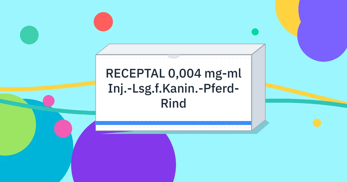 Symbolbild: Packung mit der Aufschrift RECEPTAL 0,004 mg-ml Inj.-Lsg.f.Kanin.-Pferd-Rind (PZN 07760062) – Verfügbarkeit und Bezug in Apotheken in Frankfurt am Main