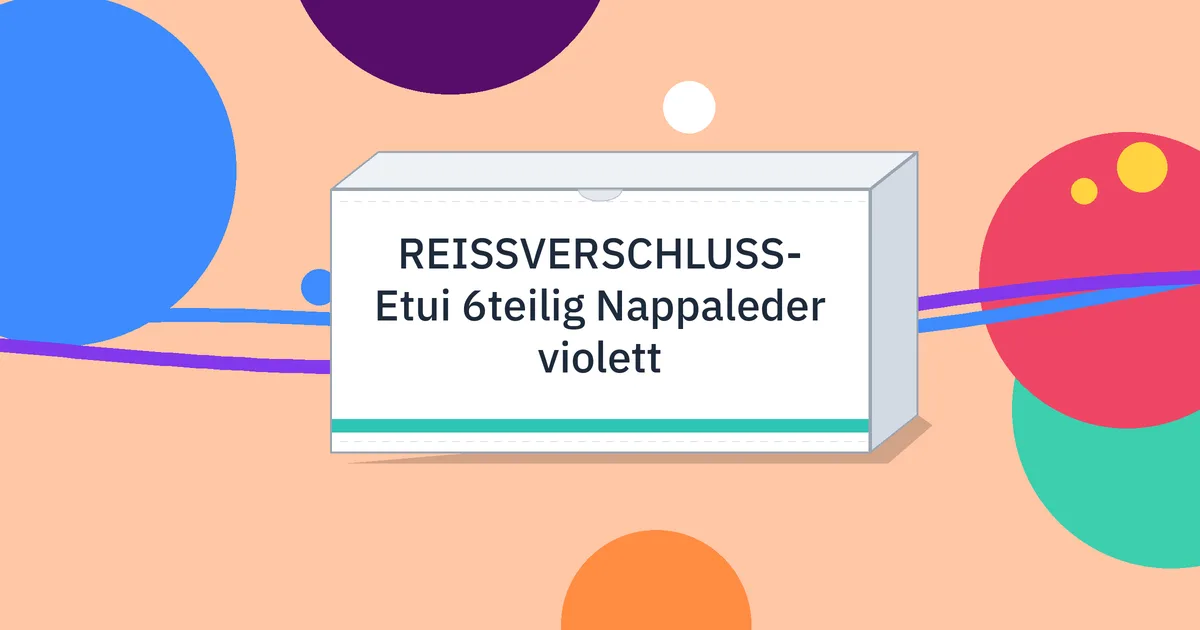 Symbolbild: Packung mit der Aufschrift REISSVERSCHLUSS-Etui 6teilig Nappaleder violett (PZN 17288761) – Verfügbarkeit und Bezug in Apotheken in Frankfurt am Main