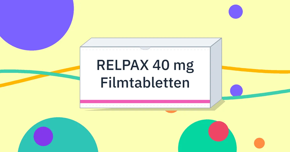 Symbolbild: Packung mit der Aufschrift RELPAX 40 mg Filmtabletten (PZN 13332376) – Verfügbarkeit und Bezug in Apotheken in Frankfurt am Main