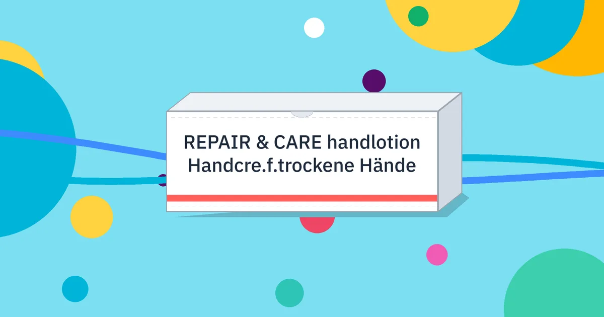 Symbolbild: Packung mit der Aufschrift REPAIR & CARE handlotion Handcre.f.trockene Hände (PZN 18361543) – Verfügbarkeit und Bezug in Apotheken in Frankfurt am Main