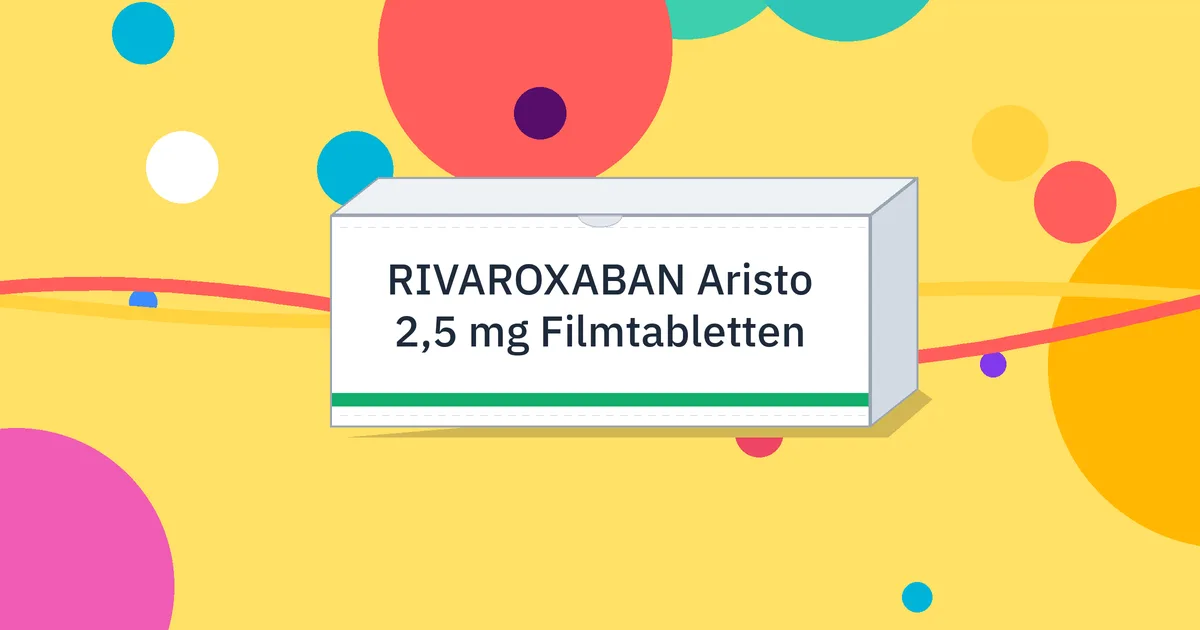 Symbolbild: Packung mit der Aufschrift RIVAROXABAN Aristo 2,5 mg Filmtabletten (PZN 19159476) – Verfügbarkeit und Bezug in Apotheken in Frankfurt am Main