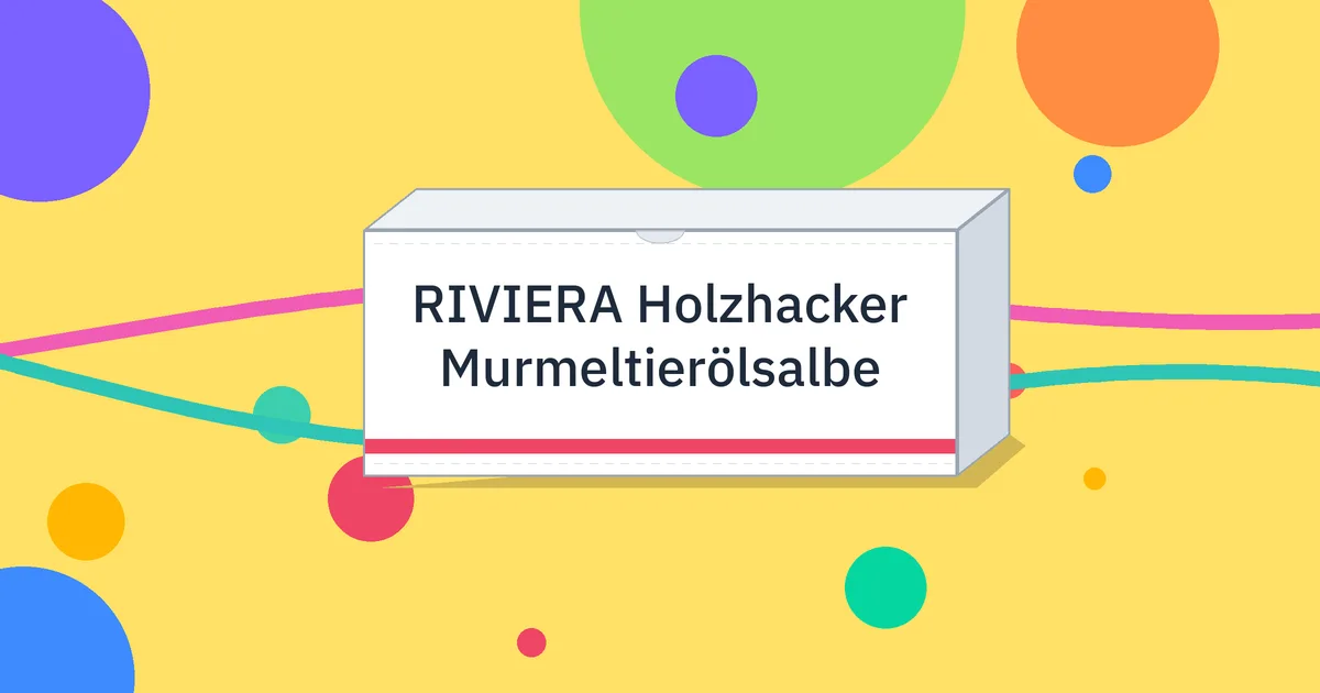 Symbolbild: Packung mit der Aufschrift RIVIERA Holzhacker Murmeltierölsalbe (PZN 19303565) – Verfügbarkeit und Bezug in Apotheken in Frankfurt am Main