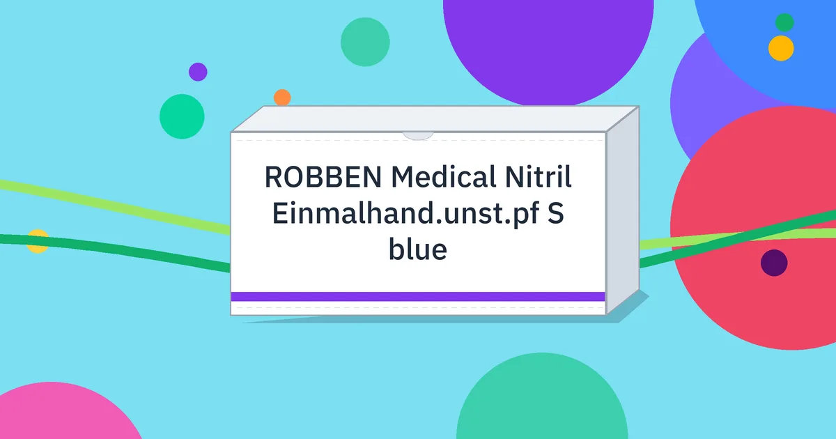 Symbolbild: Packung mit der Aufschrift ROBBEN Medical Nitril Einmalhand.unst.pf S blue (PZN 20192728) – Verfügbarkeit und Bezug in Apotheken in Frankfurt am Main