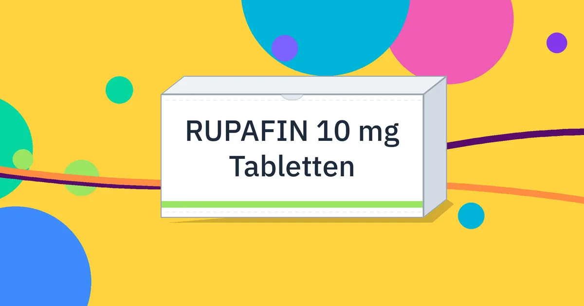 Symbolbild: Packung mit der Aufschrift RUPAFIN 10 mg Tabletten (PZN 08922584) – Verfügbarkeit und Bezug in Apotheken in Frankfurt am Main