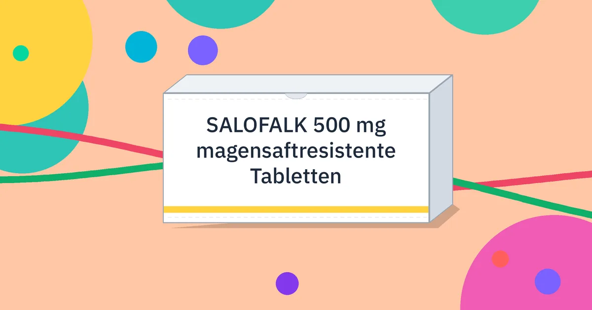 Symbolbild: Packung mit der Aufschrift SALOFALK 500 mg magensaftresistente Tabletten (PZN 11606527) – Verfügbarkeit und Bezug in Apotheken in Frankfurt am Main