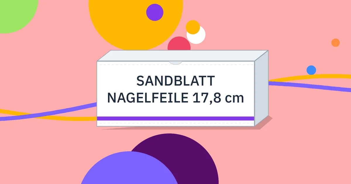 Symbolbild: Packung mit der Aufschrift SANDBLATT NAGELFEILE 17,8 cm (PZN 14155605) – Verfügbarkeit und Bezug in Apotheken in Frankfurt am Main