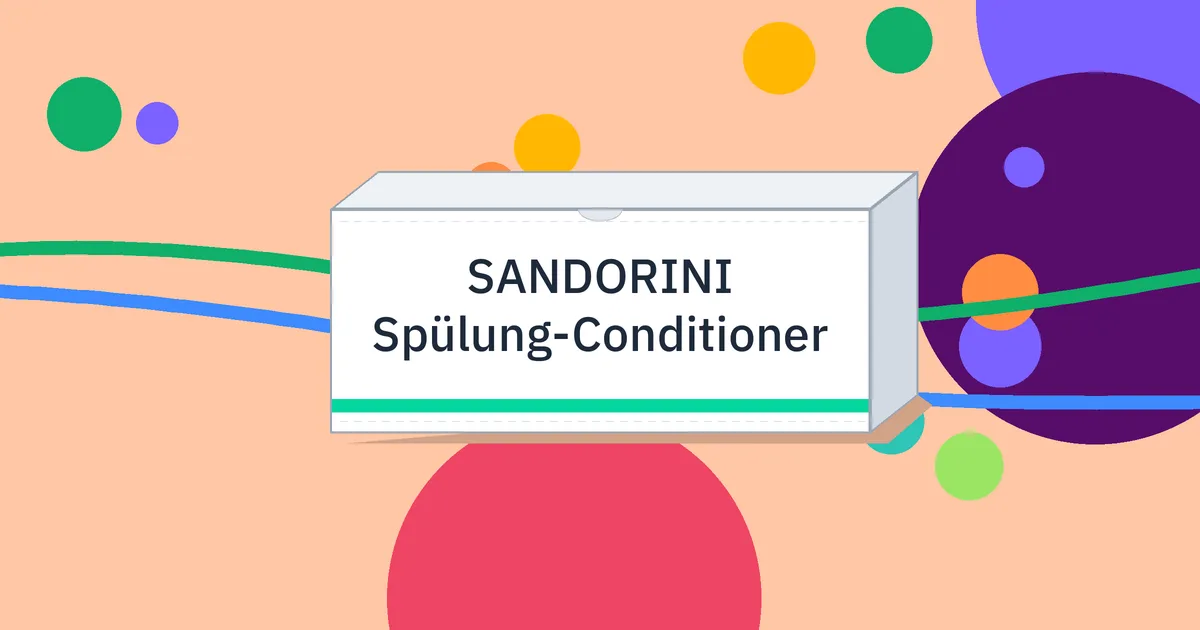 Symbolbild: Packung mit der Aufschrift SANDORINI Spülung-Conditioner (PZN 18854866) – Verfügbarkeit und Bezug in Apotheken in Frankfurt am Main