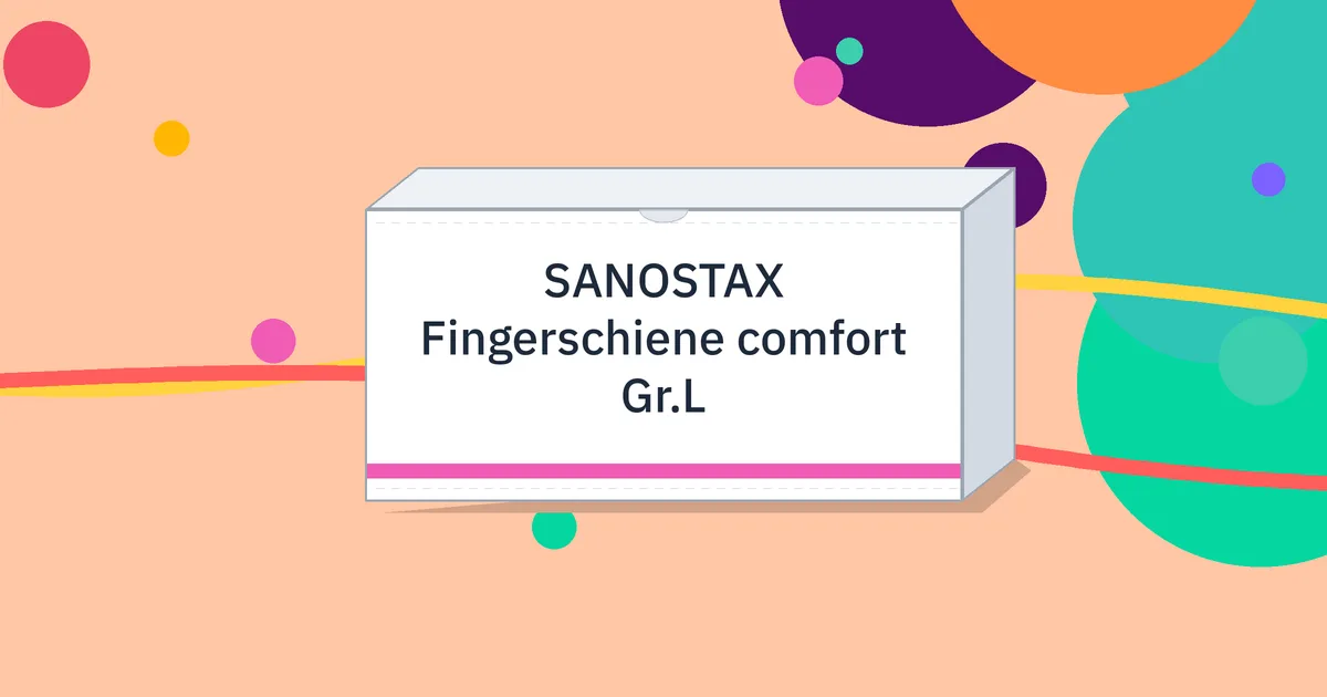 Symbolbild: Packung mit der Aufschrift SANOSTAX Fingerschiene comfort Gr.L (PZN 10288367) – Verfügbarkeit und Bezug in Apotheken in Frankfurt am Main
