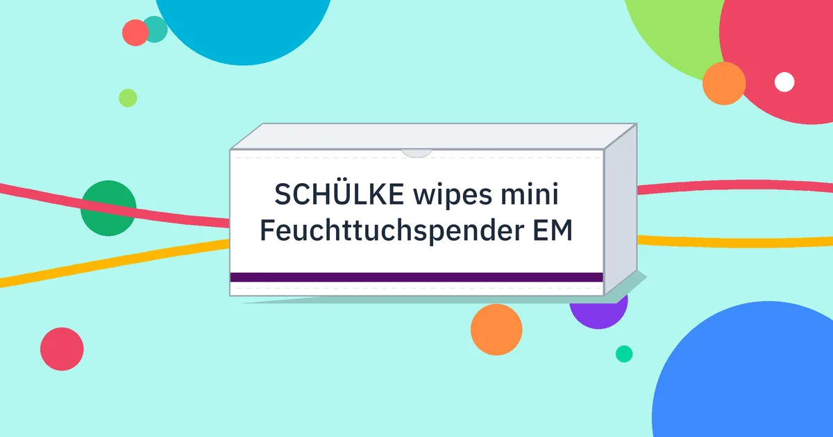 Symbolbild: Packung mit der Aufschrift SCHÜLKE wipes mini Feuchttuchspender EM (PZN 18050524) – Verfügbarkeit und Bezug in Apotheken in Frankfurt am Main