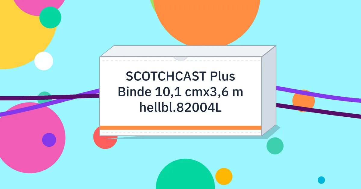 Symbolbild: Packung mit der Aufschrift SCOTCHCAST Plus Binde 10,1 cmx3,6 m hellbl.82004L (PZN 00392543) – Verfügbarkeit und Bezug in Apotheken in Frankfurt am Main