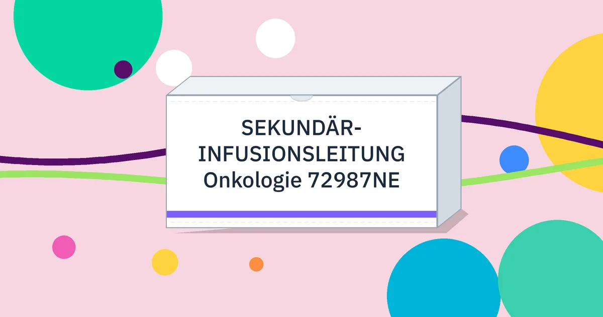 Symbolbild: Packung mit der Aufschrift SEKUNDÄR-INFUSIONSLEITUNG Onkologie 72987NE (PZN 13589402) – Verfügbarkeit und Bezug in Apotheken in Frankfurt am Main