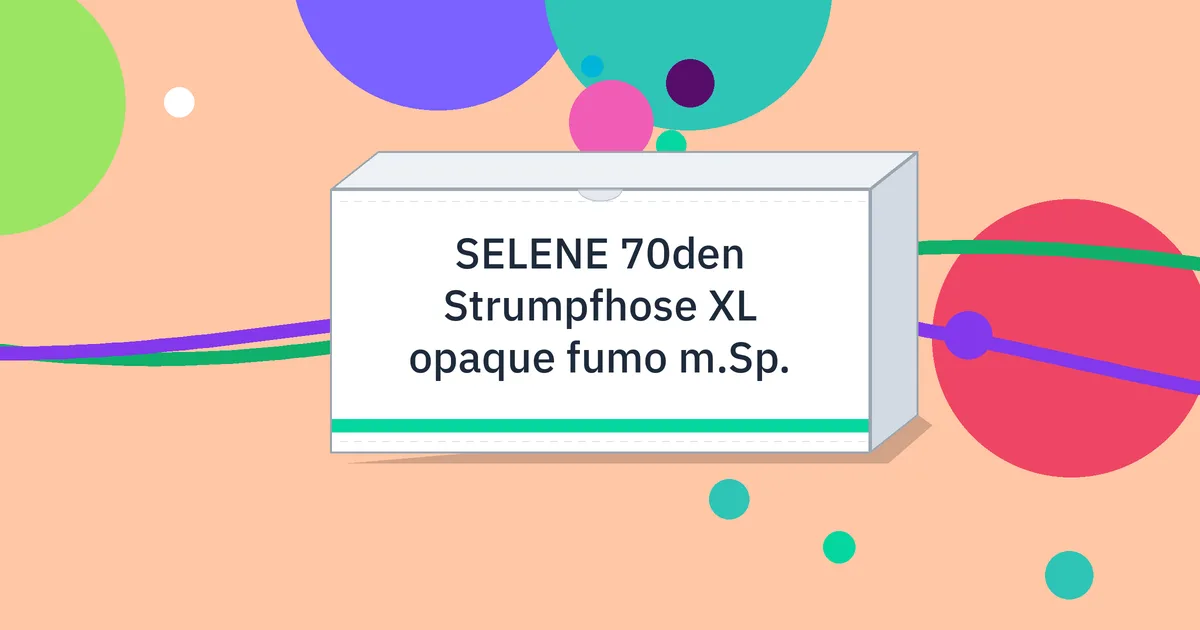 Symbolbild: Packung mit der Aufschrift SELENE 70den Strumpfhose XL opaque fumo m.Sp. (PZN 16173636) – Verfügbarkeit und Bezug in Apotheken in Frankfurt am Main
