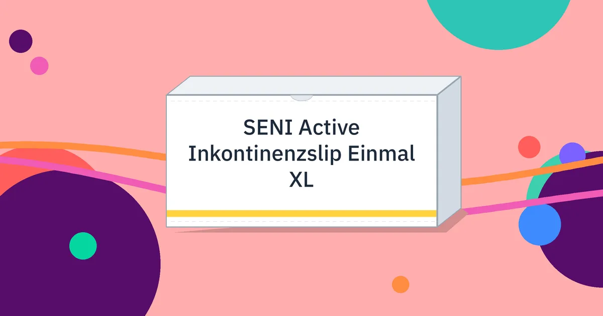 Symbolbild: Packung mit der Aufschrift SENI Active Inkontinenzslip Einmal XL (PZN 03134244) – Verfügbarkeit und Bezug in Apotheken in Frankfurt am Main
