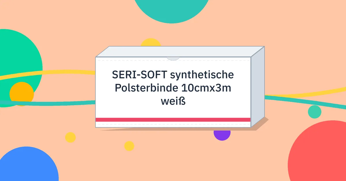 Symbolbild: Packung mit der Aufschrift SERI-SOFT synthetische Polsterbinde 10cmx3m weiß (PZN 19837166) – Verfügbarkeit und Bezug in Apotheken in Frankfurt am Main
