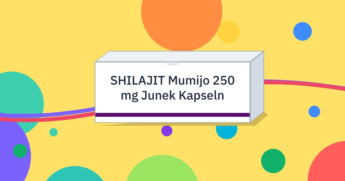 Symbolbild: Packung mit der Aufschrift SHILAJIT Mumijo 250 mg Junek Kapseln (PZN 20809028) – Verfügbarkeit und Bezug in Apotheken in Frankfurt am Main
