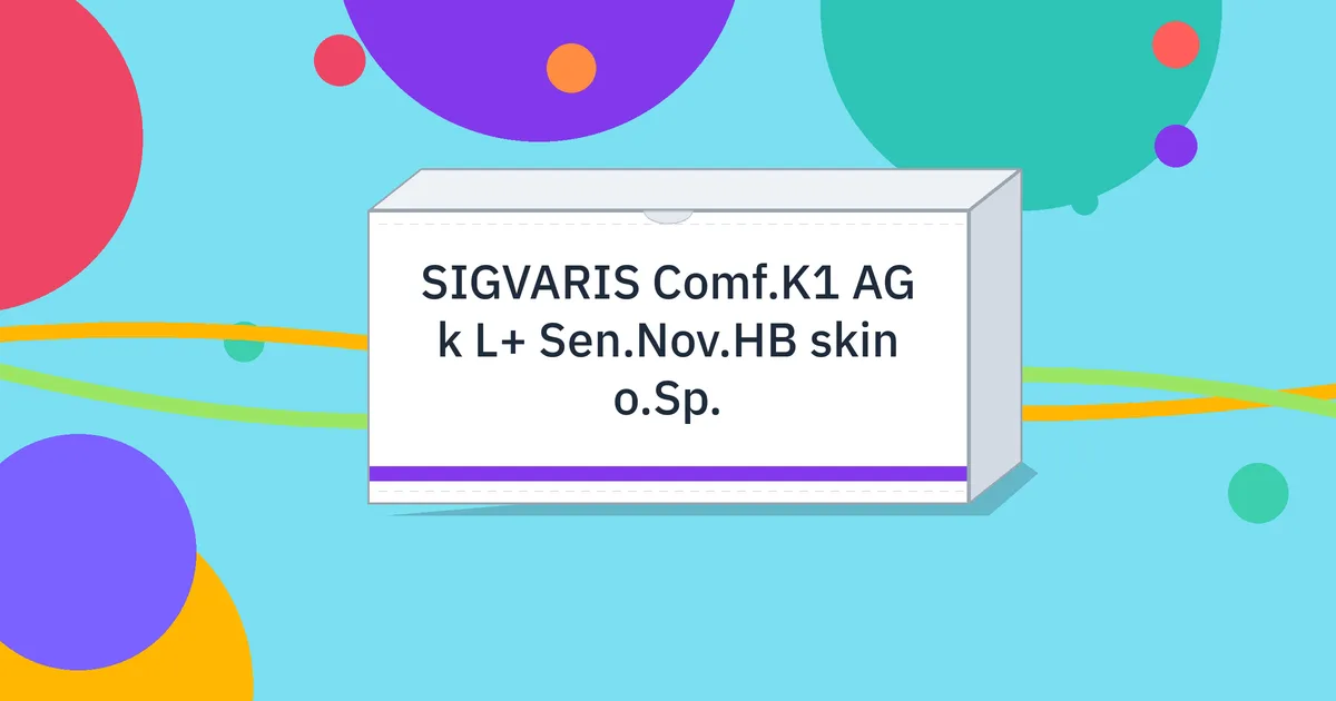 Symbolbild: Packung mit der Aufschrift SIGVARIS Comf.K1 AG k L+ Sen.Nov.HB skin o.Sp. (PZN 17102443) – Verfügbarkeit und Bezug in Apotheken in Frankfurt am Main