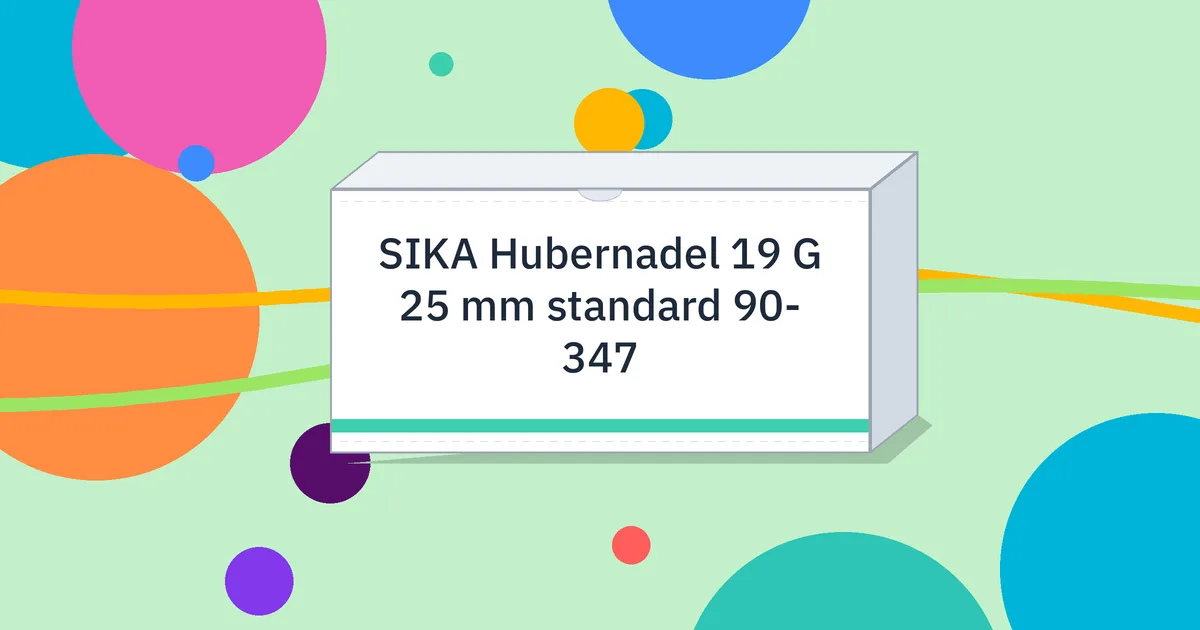 Symbolbild: Packung mit der Aufschrift SIKA Hubernadel 19 G 25 mm standard 90-347 (PZN 03055289) – Verfügbarkeit und Bezug in Apotheken in Frankfurt am Main