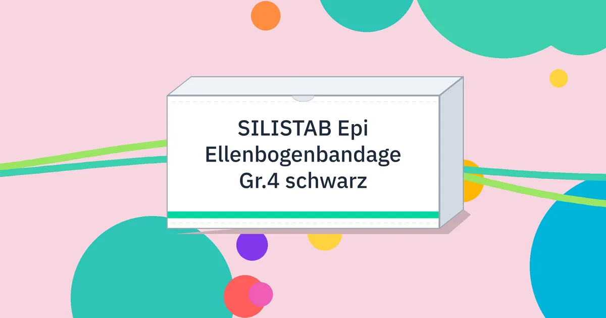 Symbolbild: Packung mit der Aufschrift SILISTAB Epi Ellenbogenbandage Gr.4 schwarz (PZN 00954225) – Verfügbarkeit und Bezug in Apotheken in Frankfurt am Main