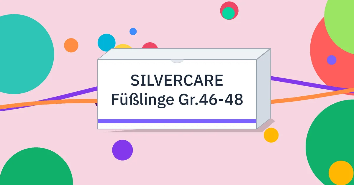 Symbolbild: Packung mit der Aufschrift SILVERCARE Füßlinge Gr.46-48 (PZN 09271309) – Verfügbarkeit und Bezug in Apotheken in Frankfurt am Main