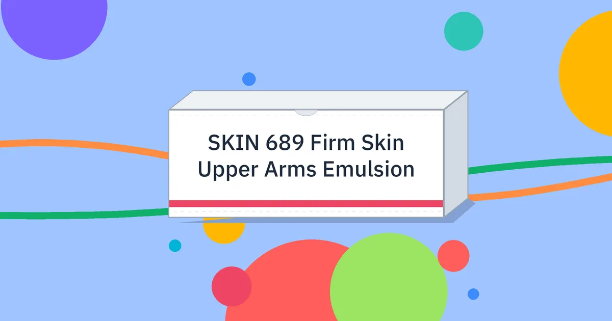 Symbolbild: Packung mit der Aufschrift SKIN 689 Firm Skin Upper Arms Emulsion (PZN 12442766) – Verfügbarkeit und Bezug in Apotheken in Frankfurt am Main