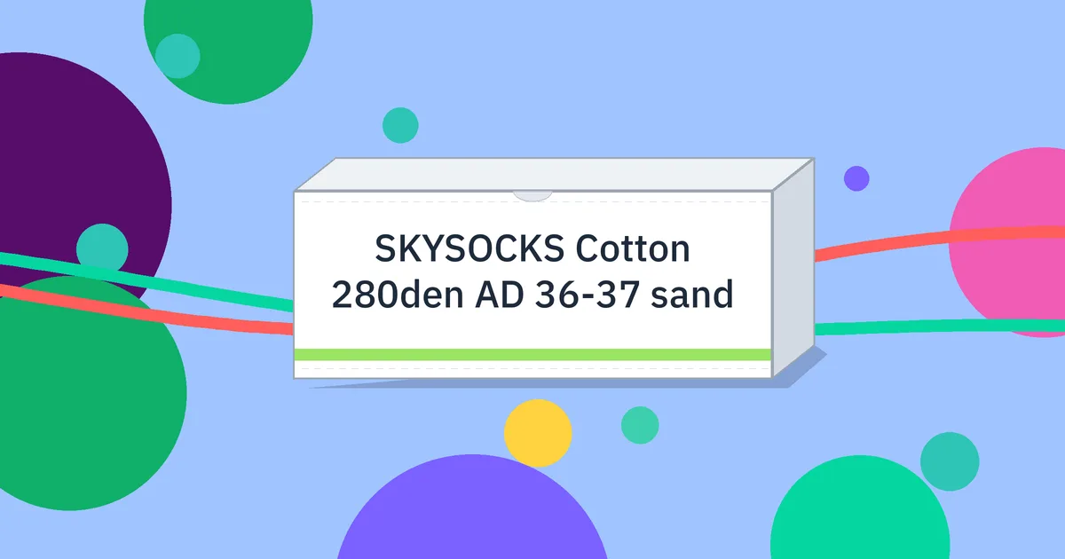 Symbolbild: Packung mit der Aufschrift SKYSOCKS Cotton 280den AD 36-37 sand (PZN 18664350) – Verfügbarkeit und Bezug in Apotheken in Frankfurt am Main
